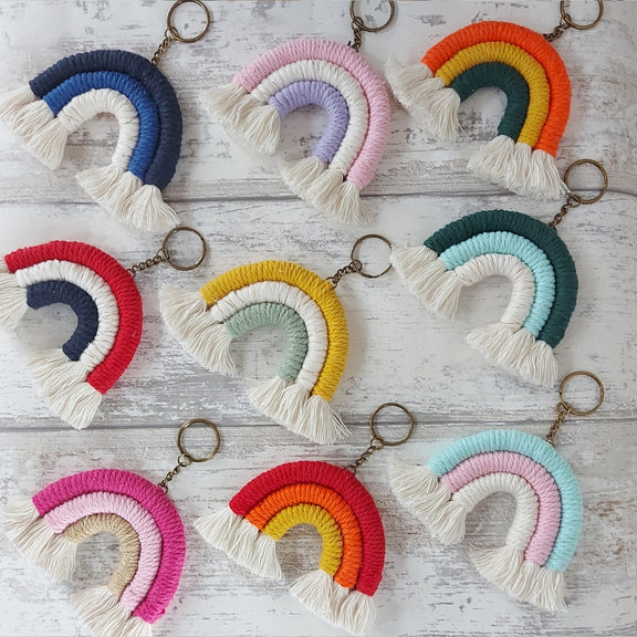 Rainbow Keyring - Macrame Rainbow Keyring – Beautifully Handmade UK