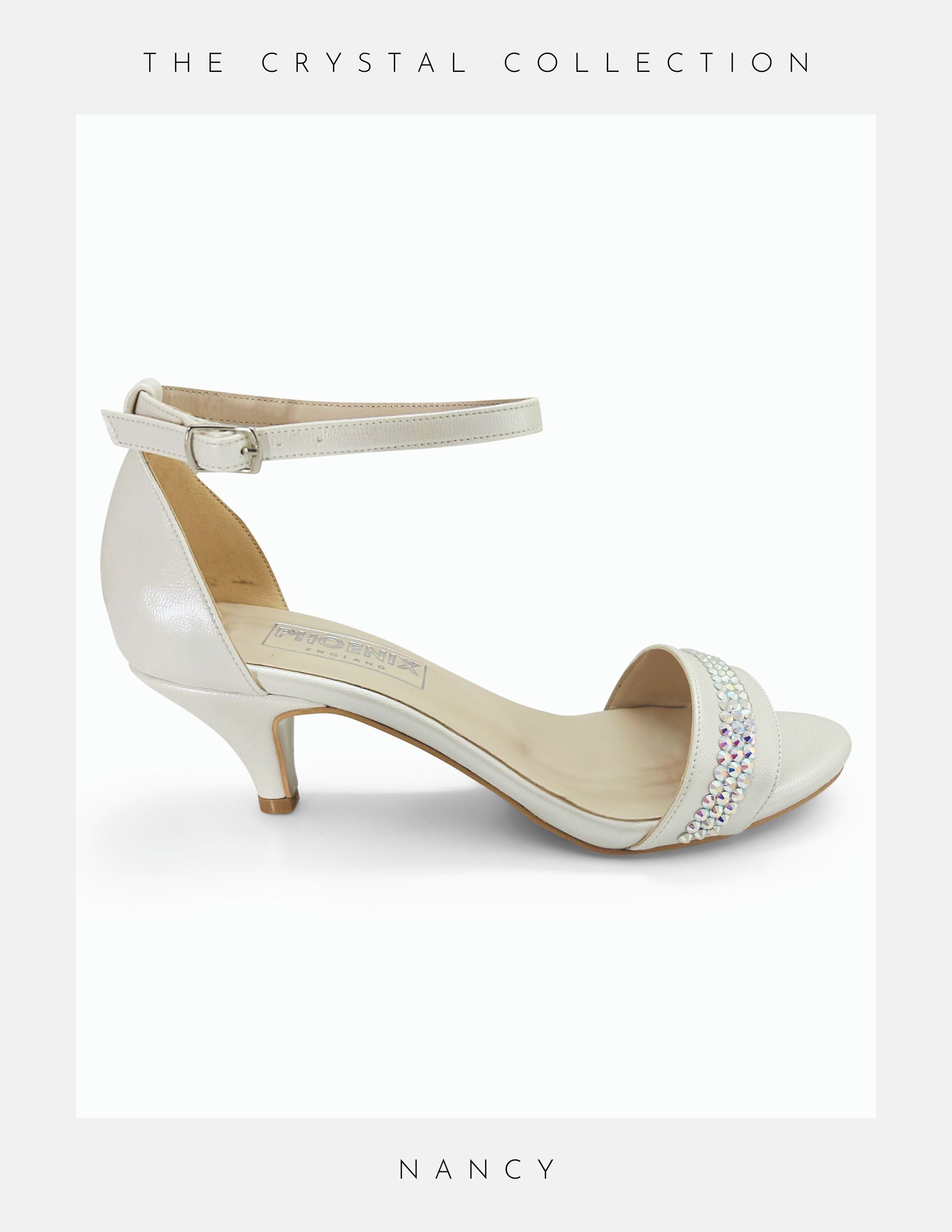 Nancy Crystal Kitten Heel Bridal Shoes – Beautifully Handmade UK