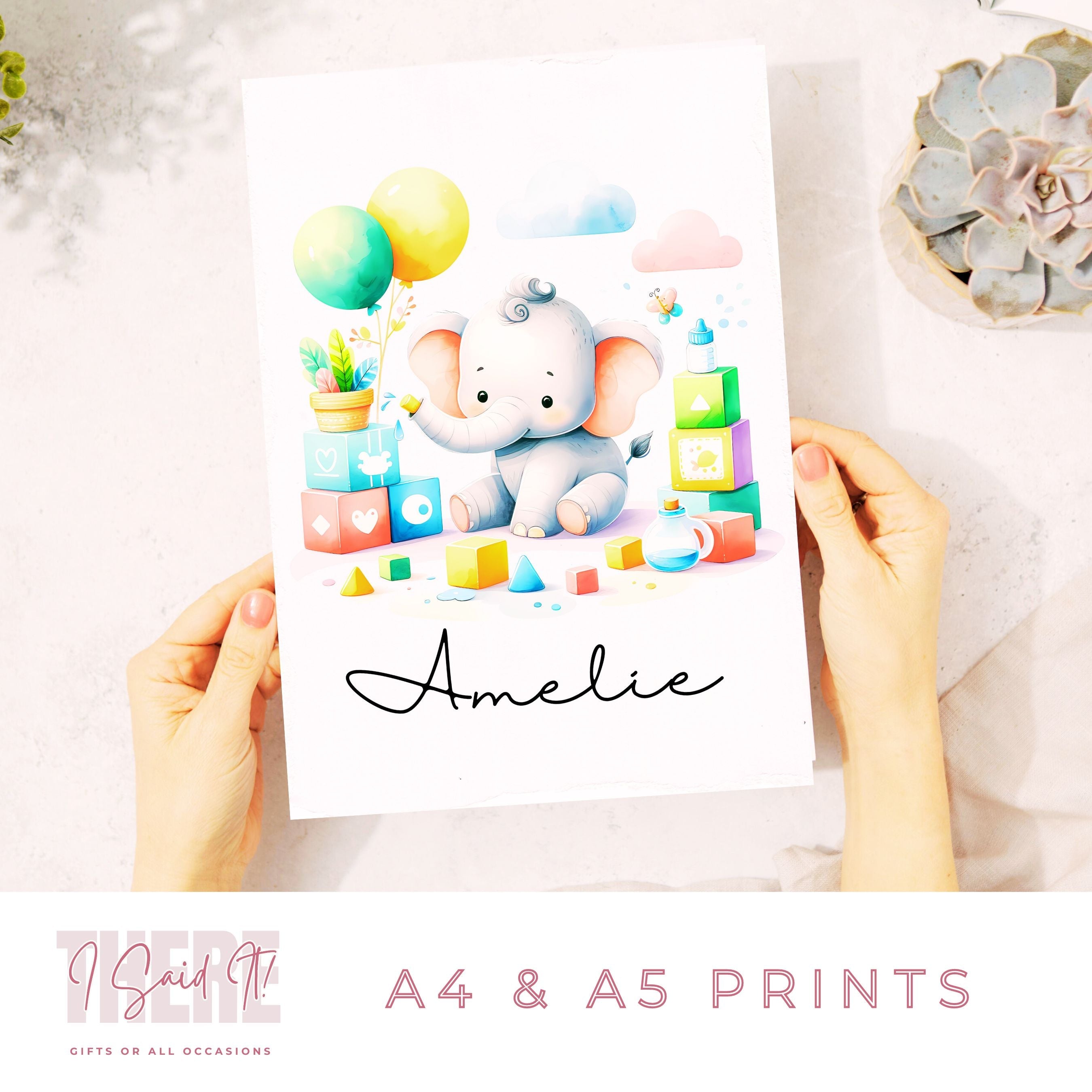 Personalised Elephant Print | Elephant Nursery Print – Beautifully ...
