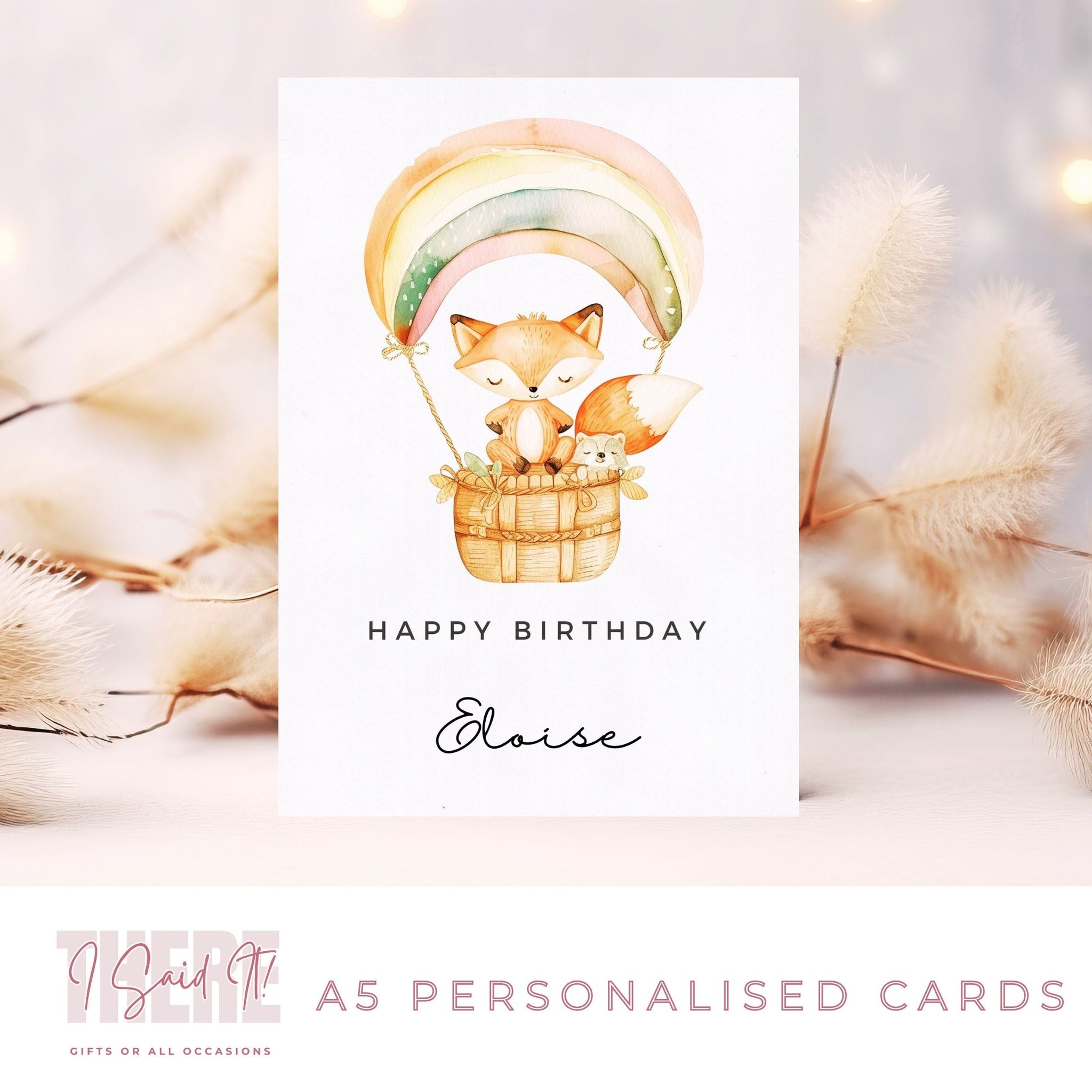 Personalised Fox Card For Girls | Fox Greetings Card – Beautifully ...