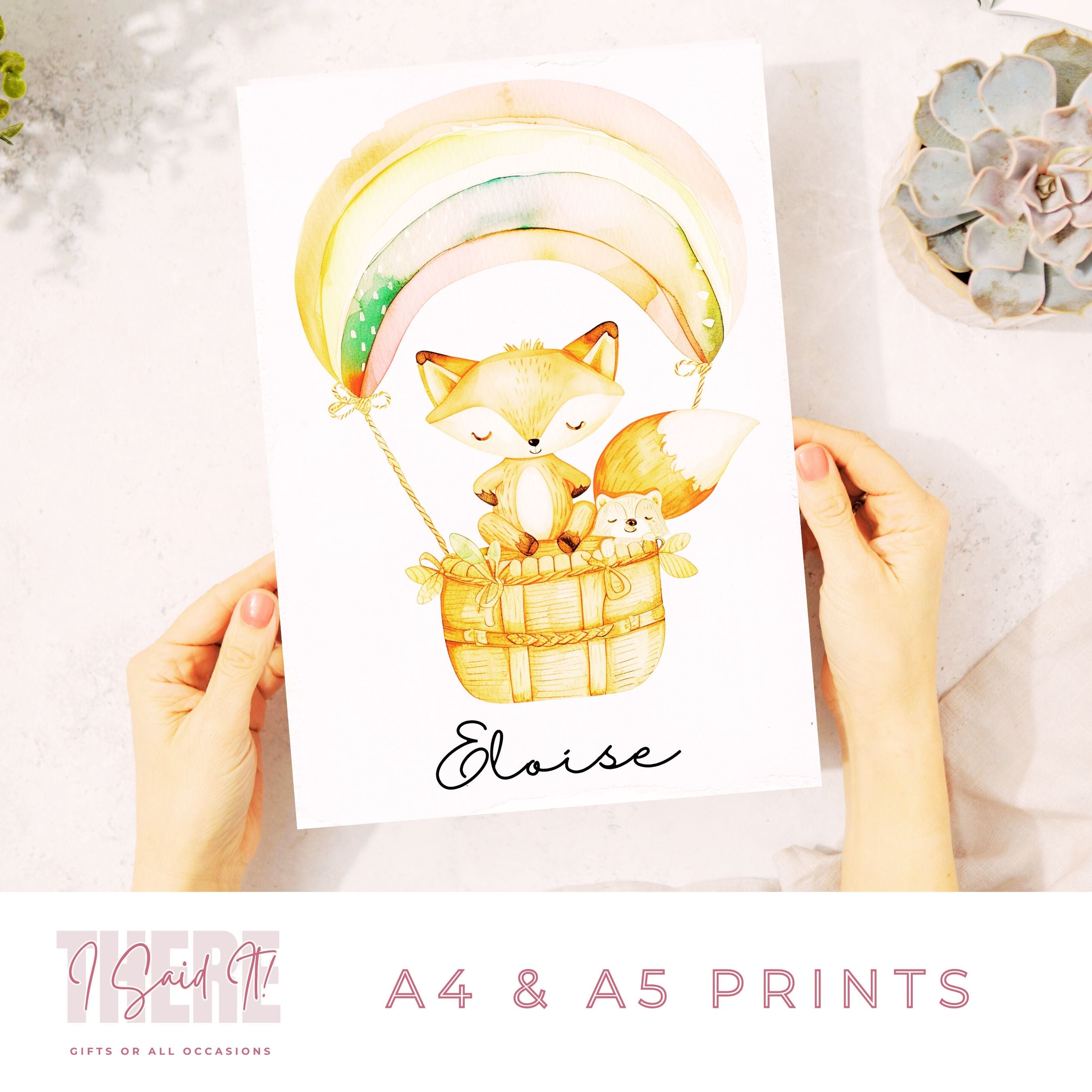 Personalised Fox Print | Fox Nursery Print – Beautifully Handmade UK