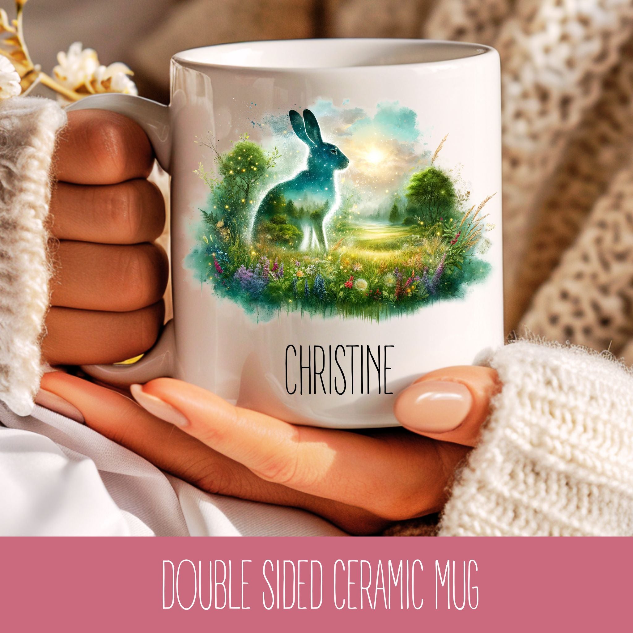 Personalised Hare Mug – Beautifully Handmade UK