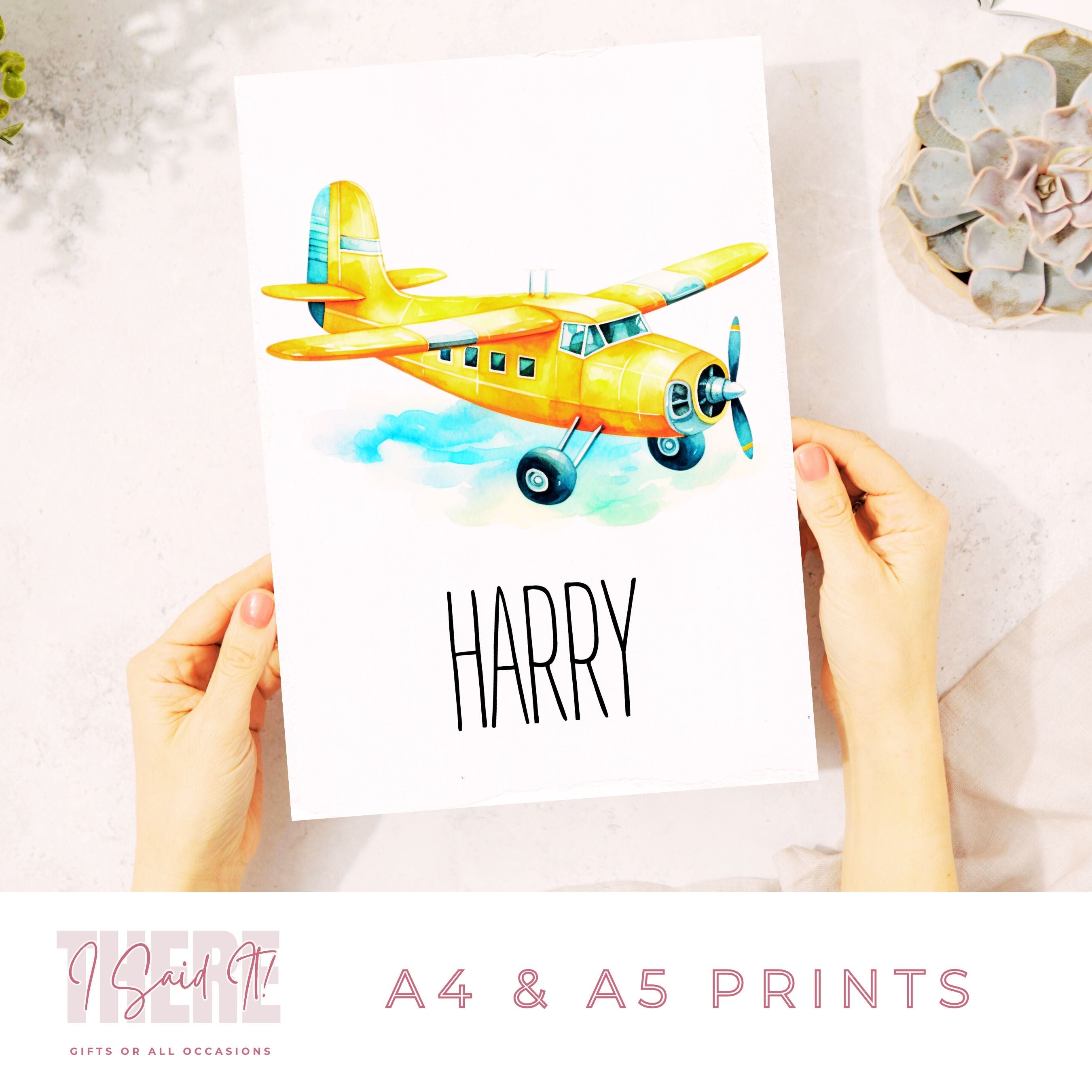 Personalised Plane Print | Plane Nursery Print – Beautifully Handmade UK