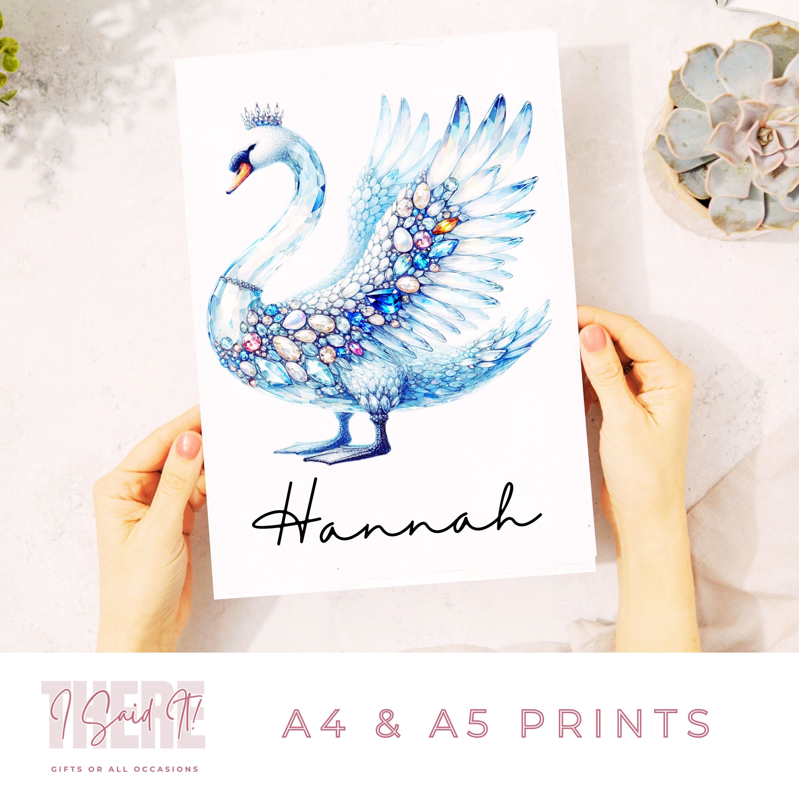 Personalised Swan Print For Her | Swan Nursery Print – Beautifully ...