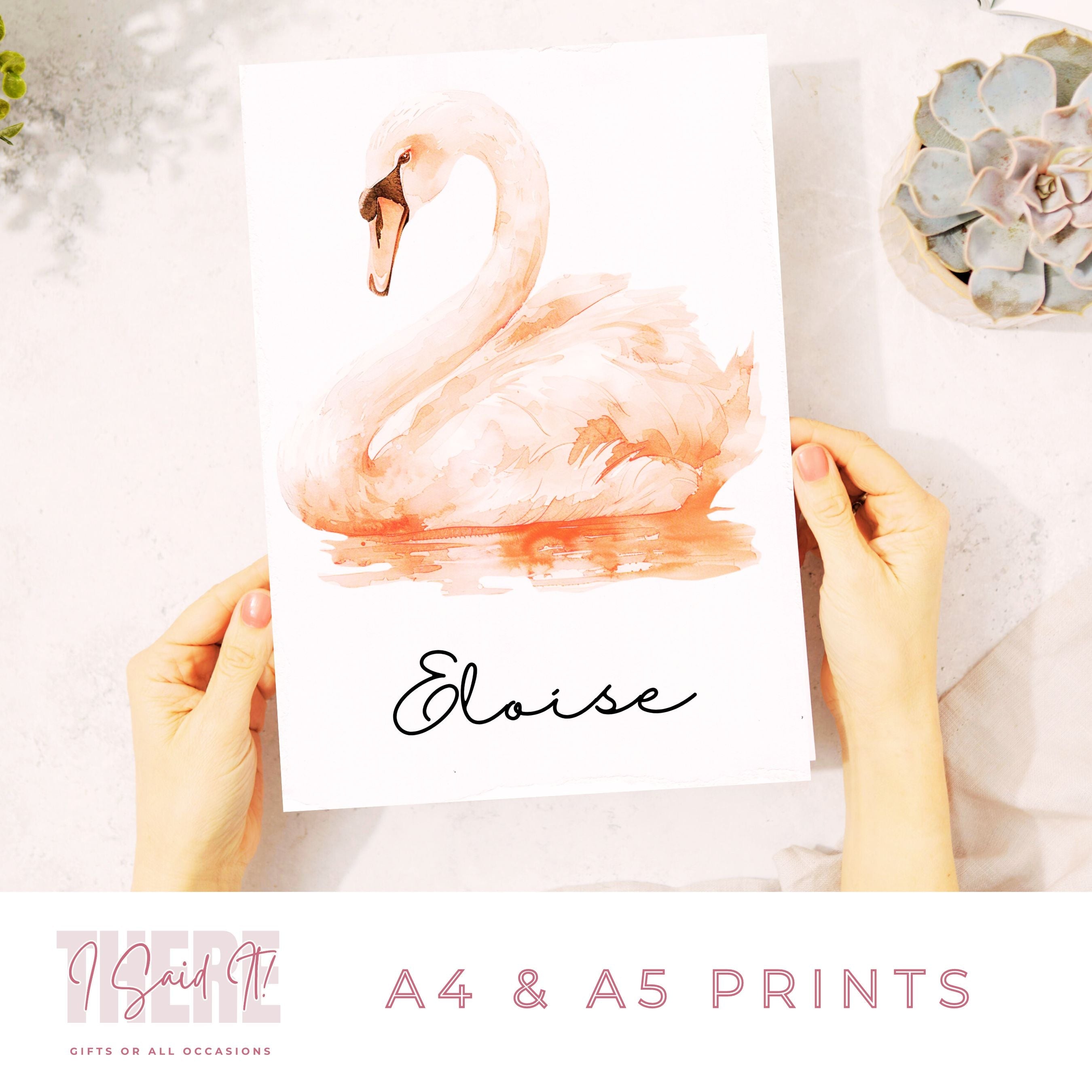 Personalised Swan Print | Swan Nursery Print – Beautifully Handmade UK