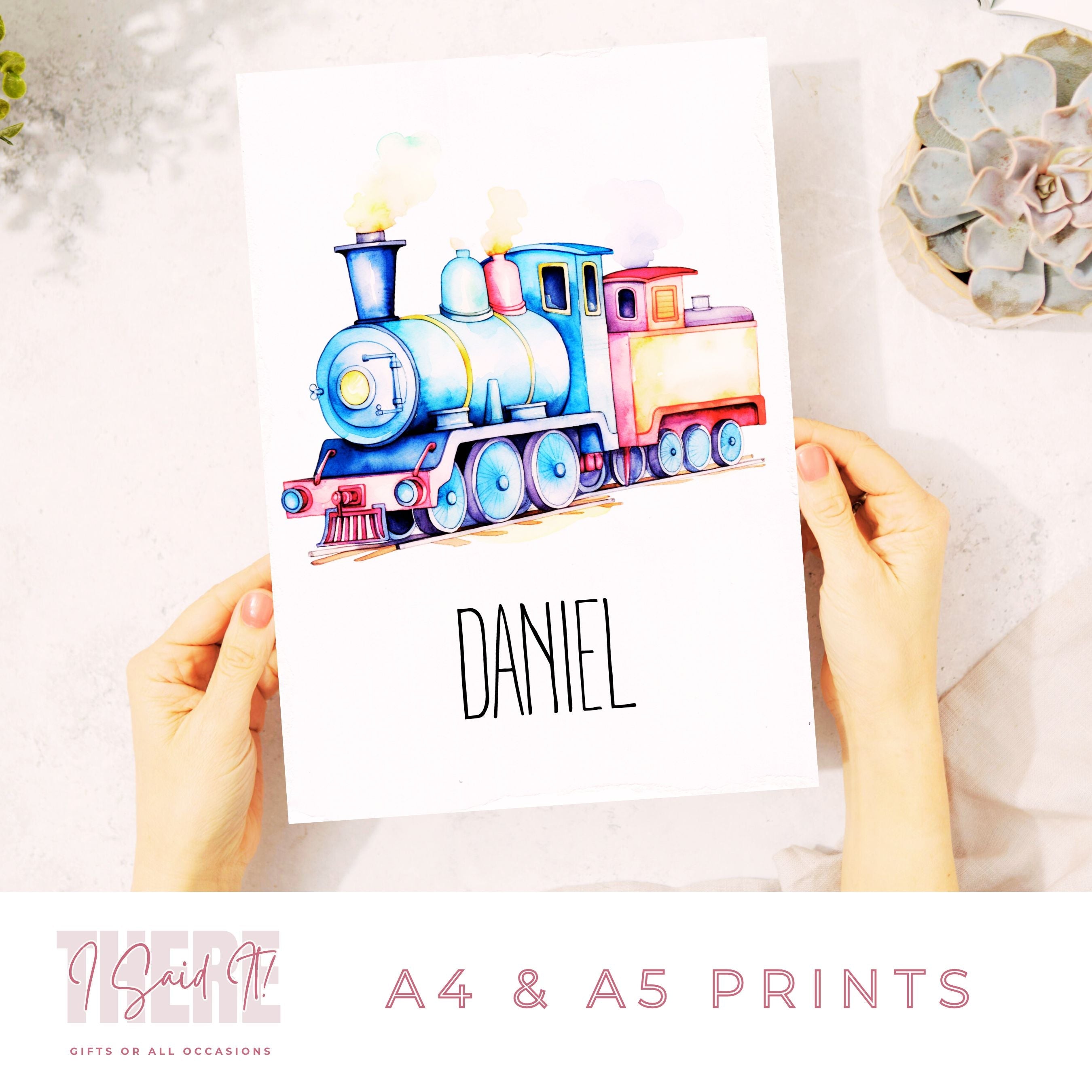 Personalised Train Print | Train Nursery Print – Beautifully Handmade UK