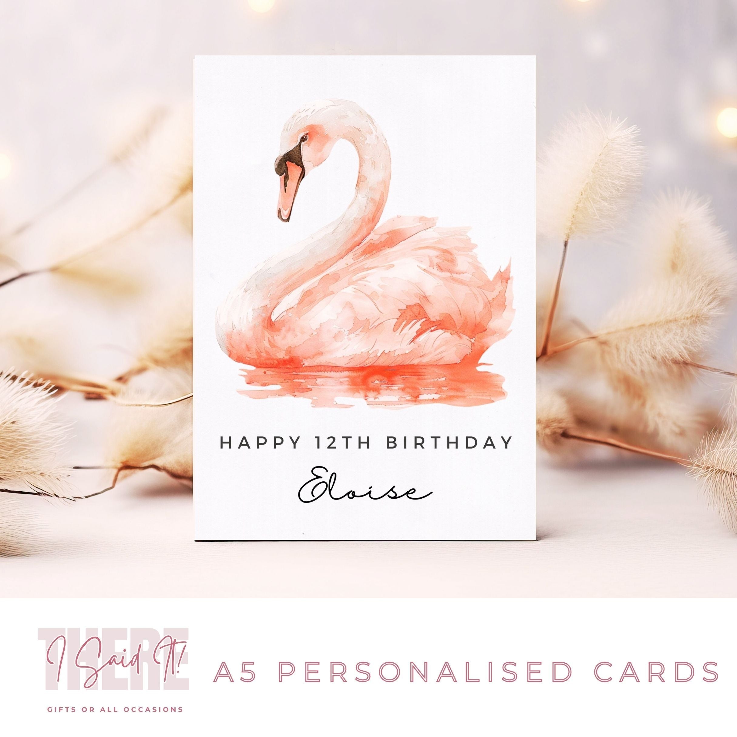 Swan Birthday Card Personalised | Swan Occasion Cards – Beautifully ...