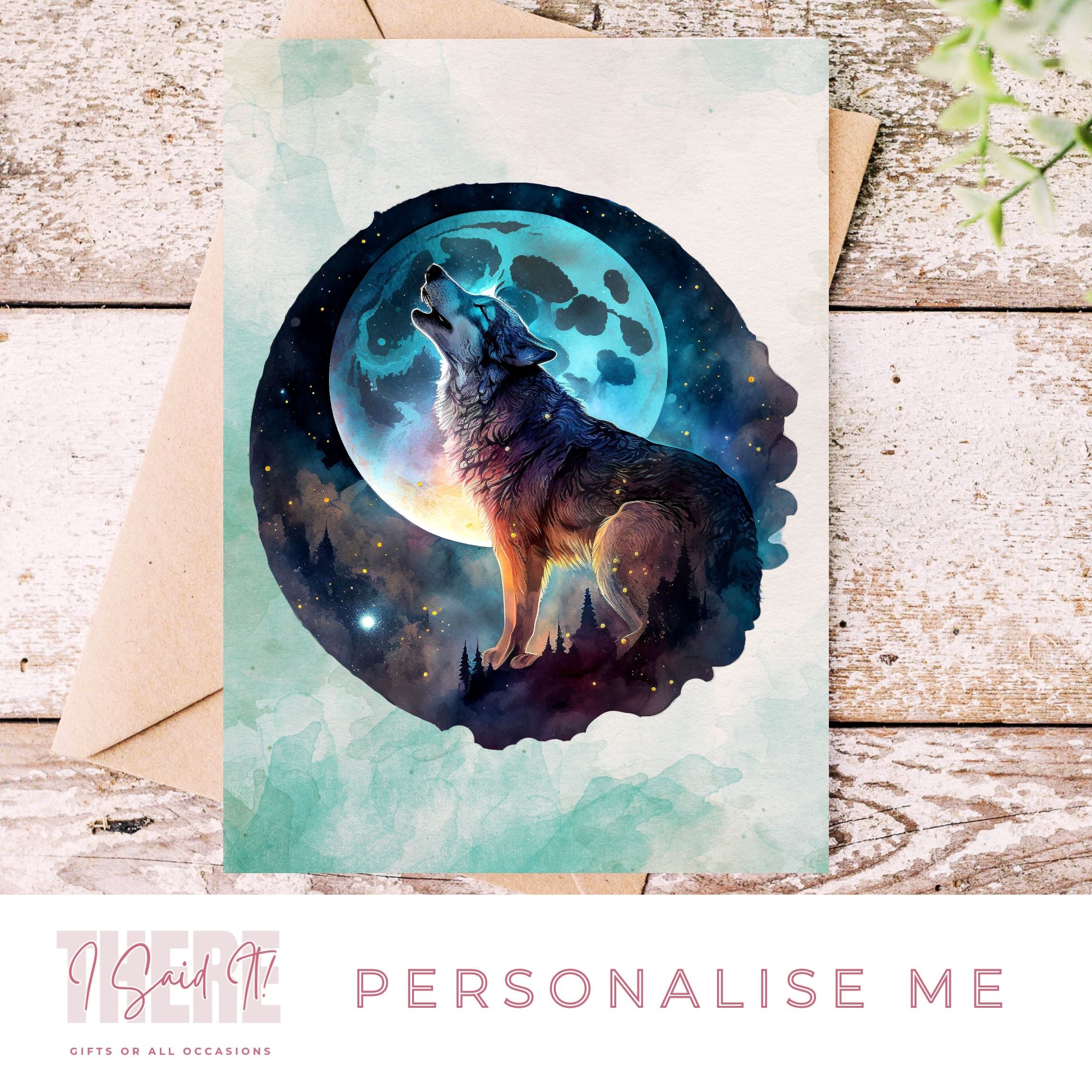 Personalised Wolf Card | Wolf Greetings Card – Beautifully Handmade UK