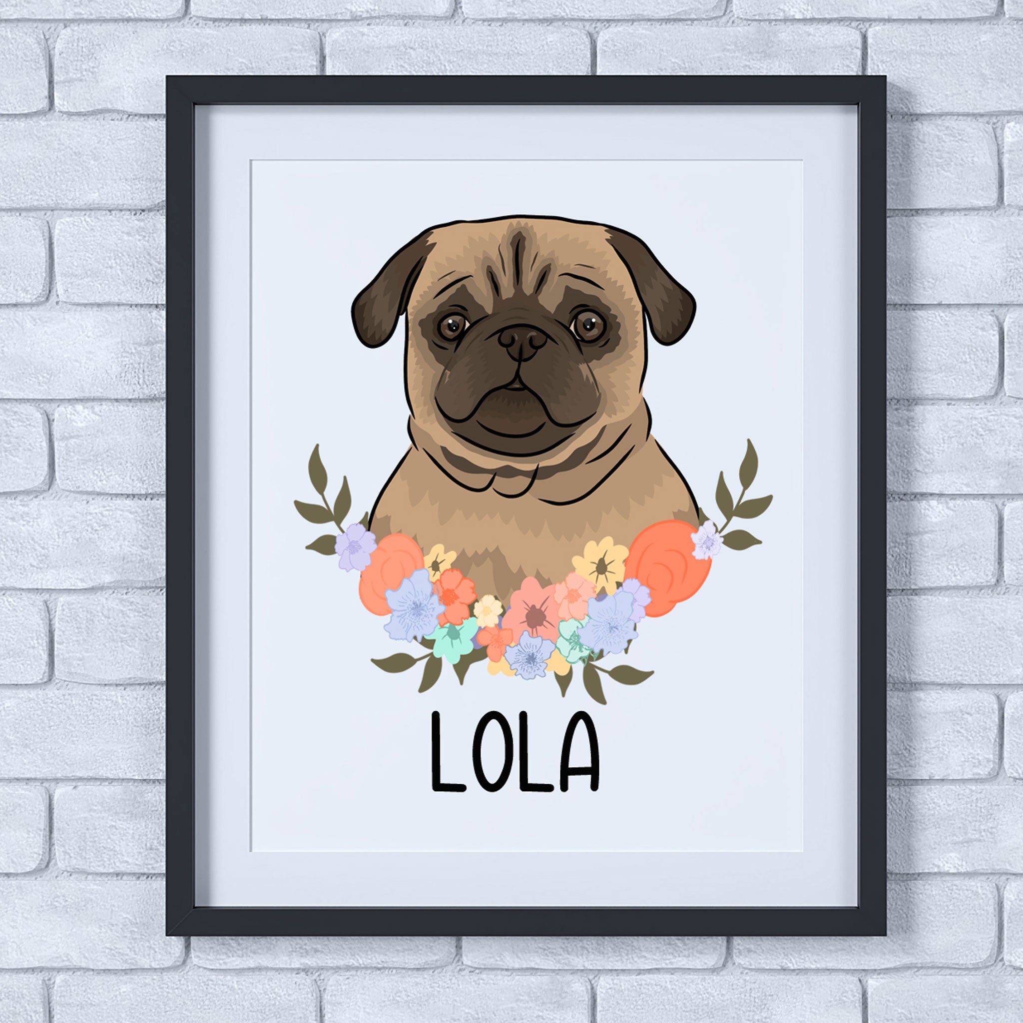 Pug Print | Personalised Dog Print – Beautifully Handmade UK