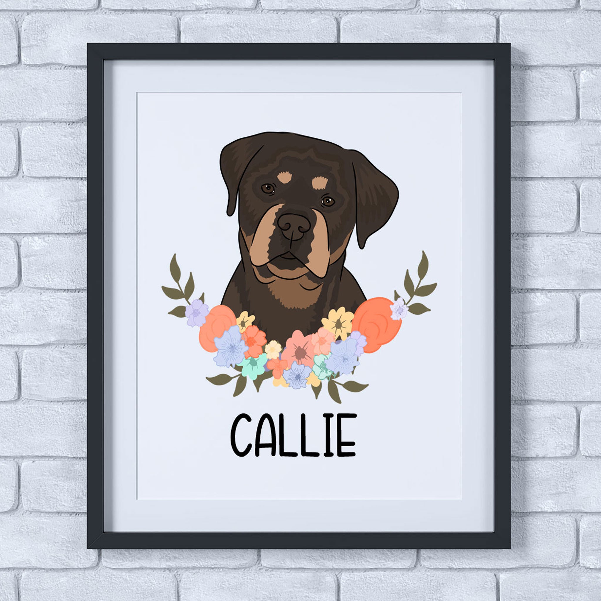 Rottweiler Print | Personalised Dog Print – Beautifully Handmade UK