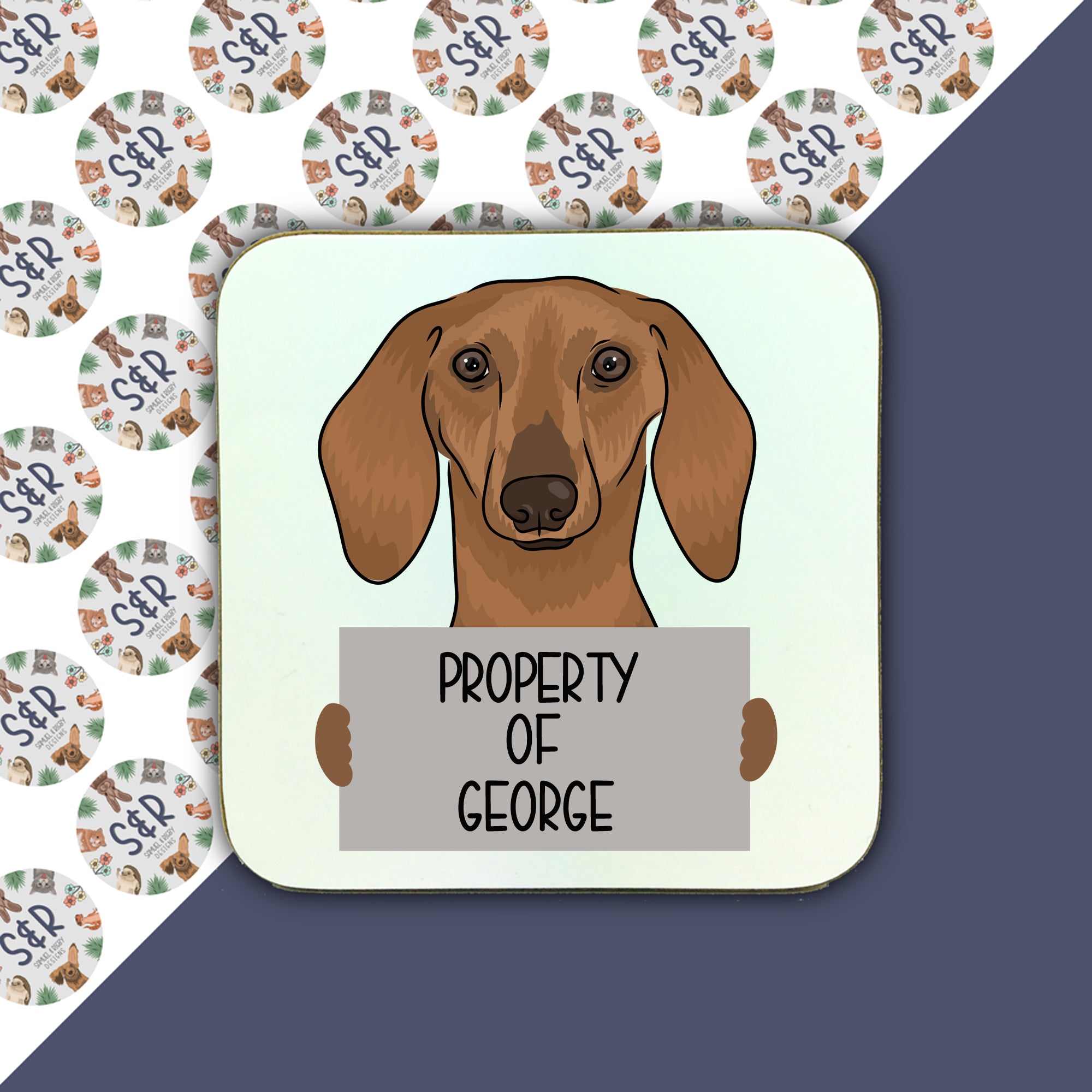 Sausage Dog Personalised Coaster | Dog Coasters – Beautifully Handmade UK