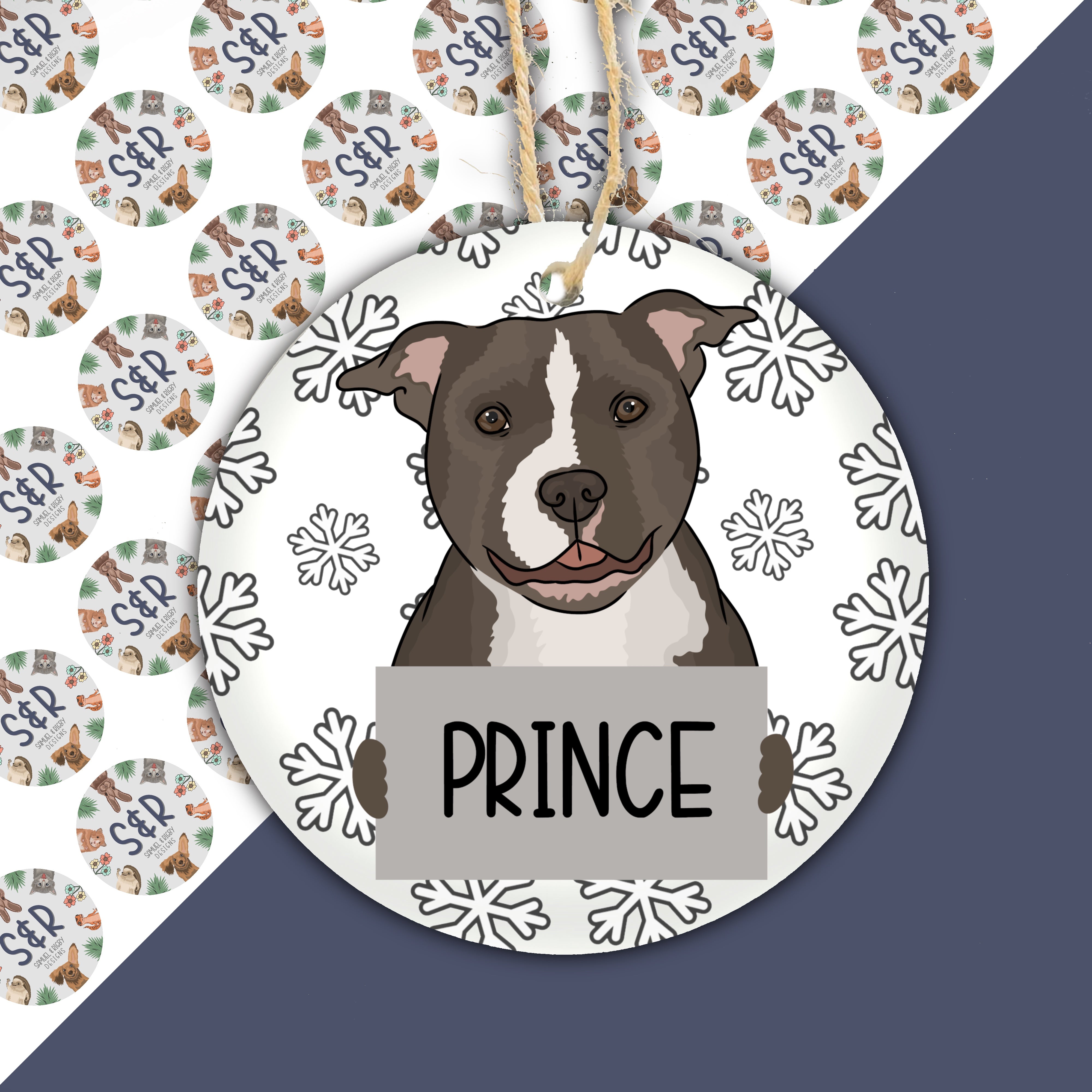Staffy Christmas Bauble | Staffy Pet Ornament – Beautifully Handmade UK